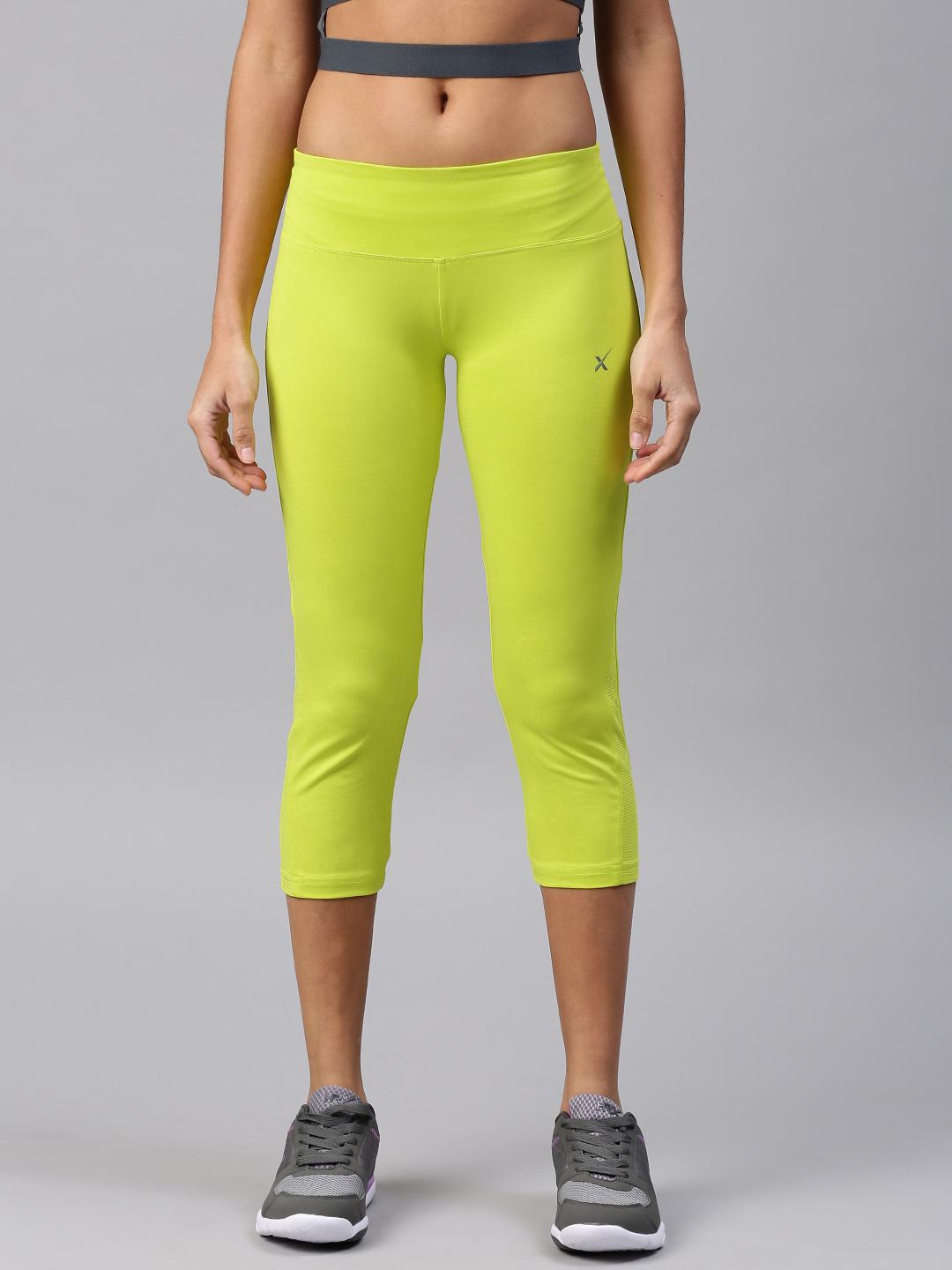 Buy HRX Active By Hrithik Roshan Fluorescent Green Capris - Capris for ...