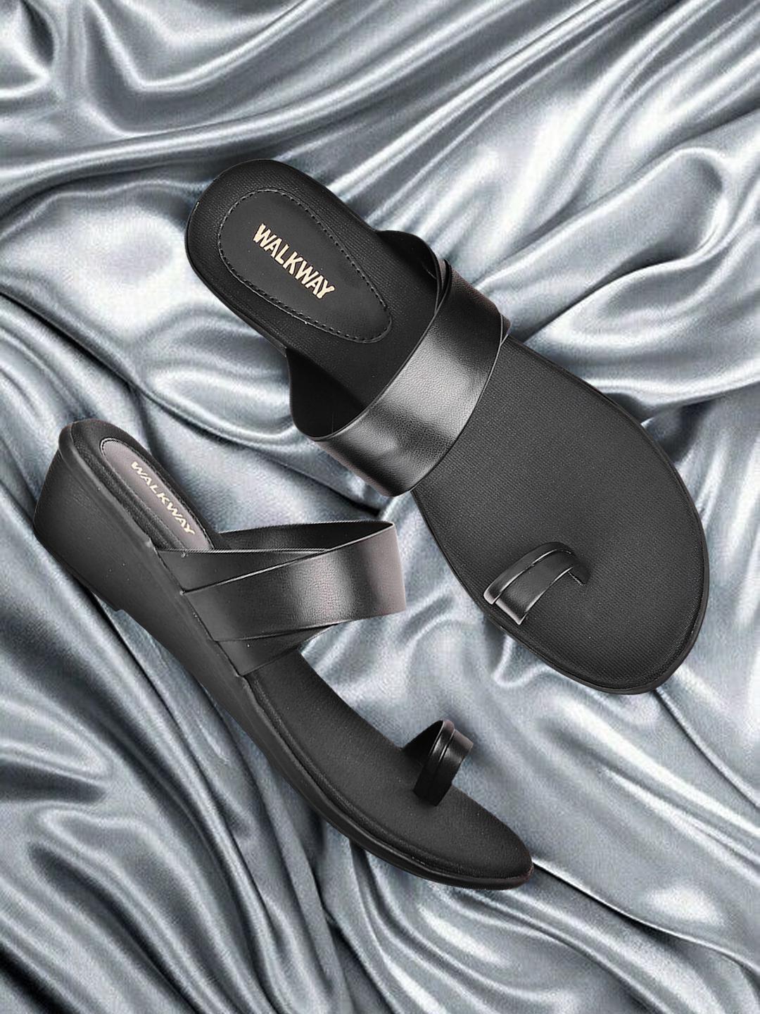 Buy WALKWAY By Metro Black Wedge Sandals - Heels for Women 17121468 ...