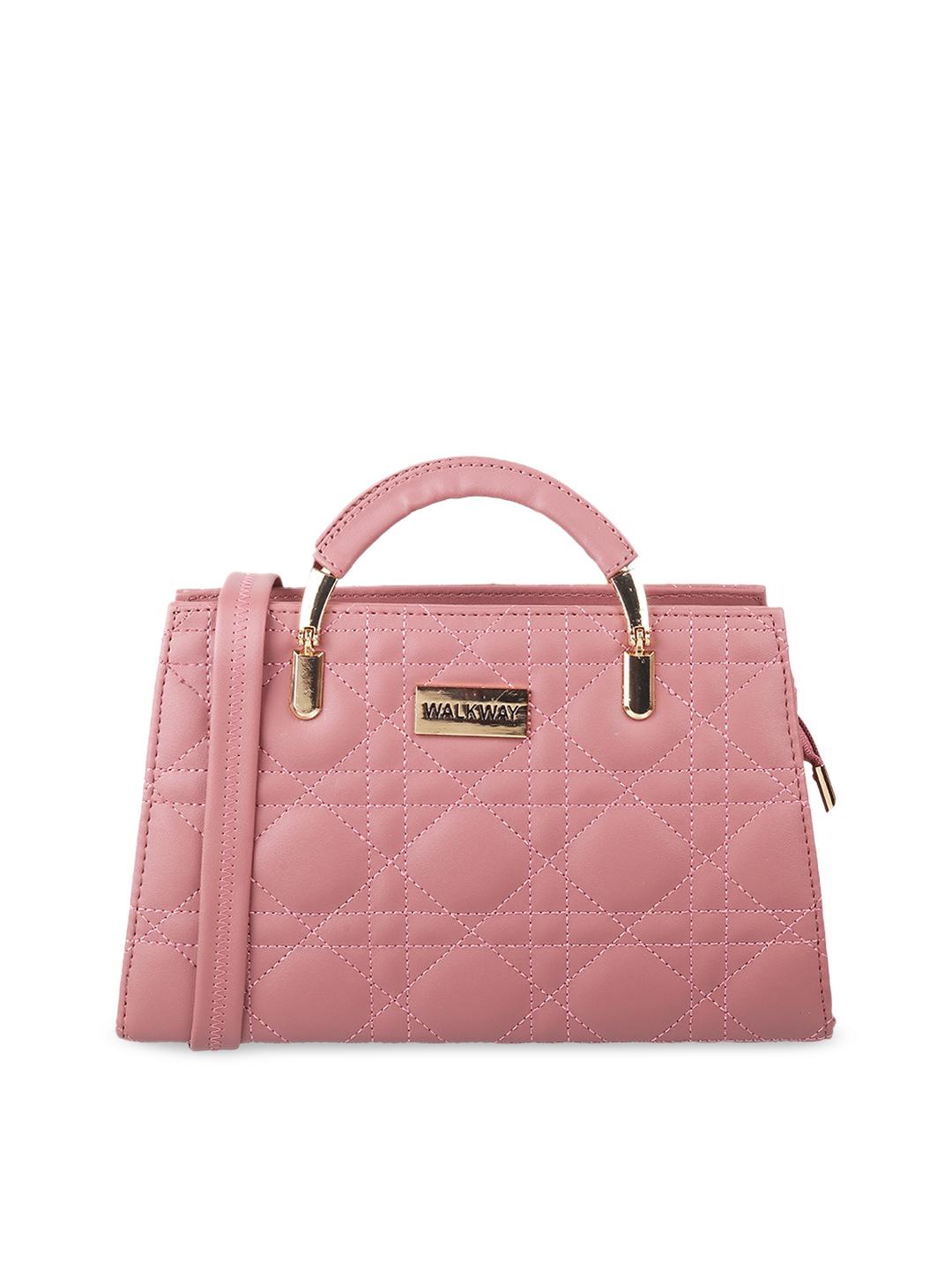 Buy WALKWAY By Metro Peach Coloured Structured Handheld Bag With ...