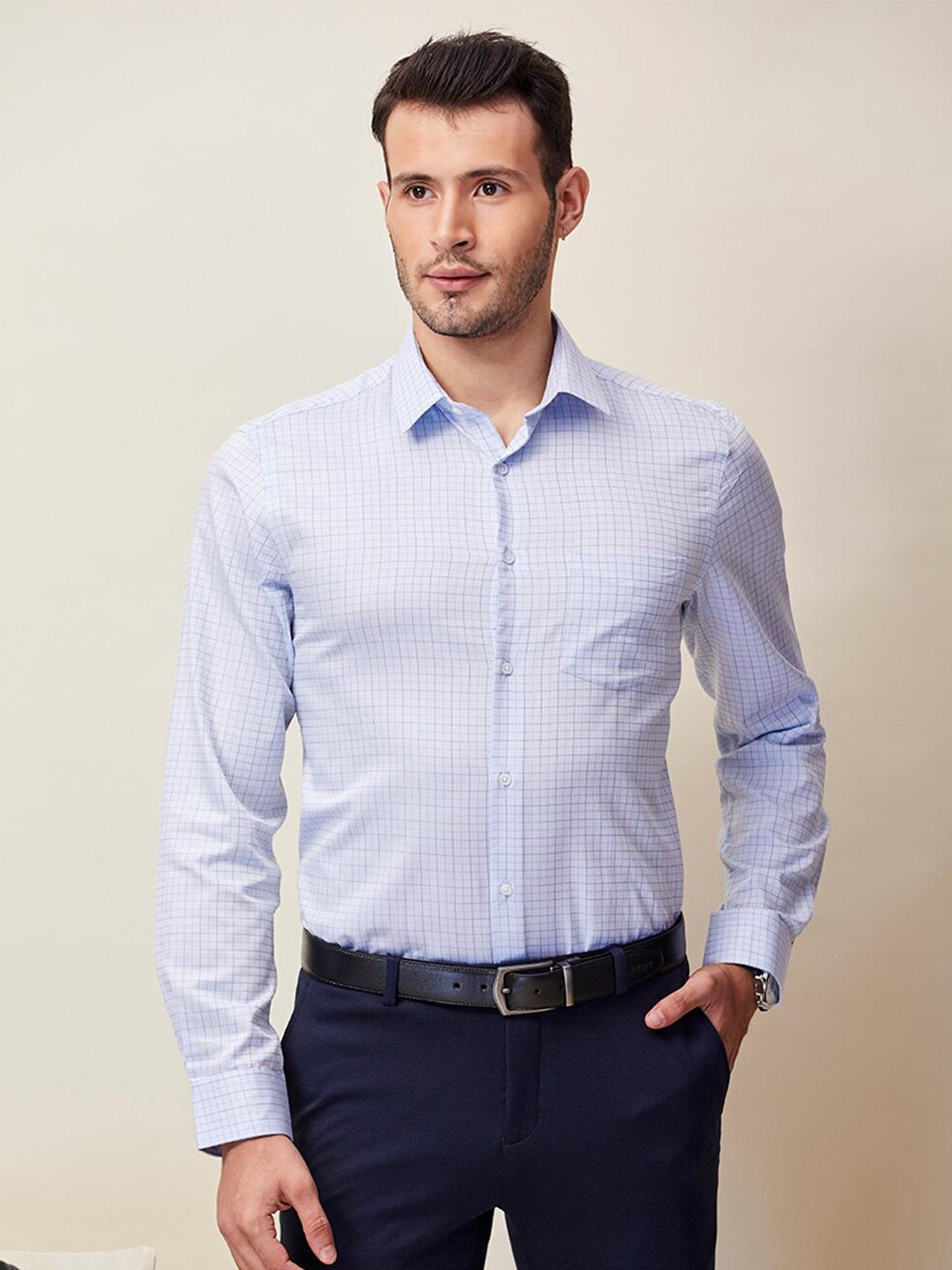 Buy J Hampstead Men Blue Classic Slim Fit Checked Formal Shirt - Shirts ...