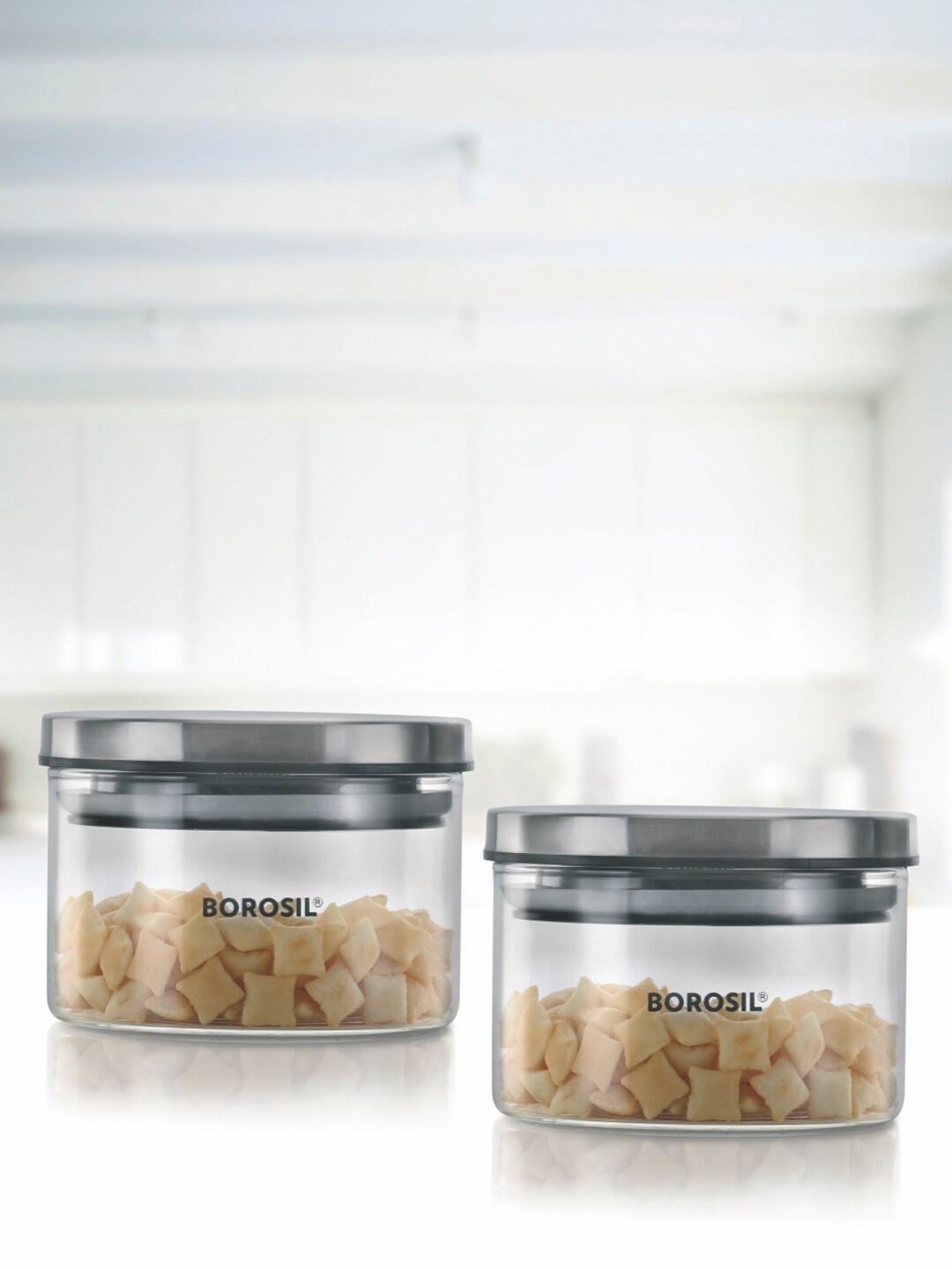 Buy BOROSIL Classic Set Of 2 Transparent Glass Air Tight Storage ...