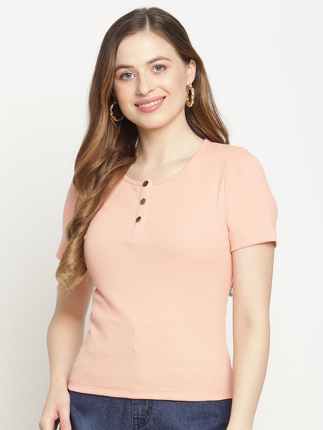 Buy Madame Women Peach Coloured Solid Top - Tops for Women 17183882 ...
