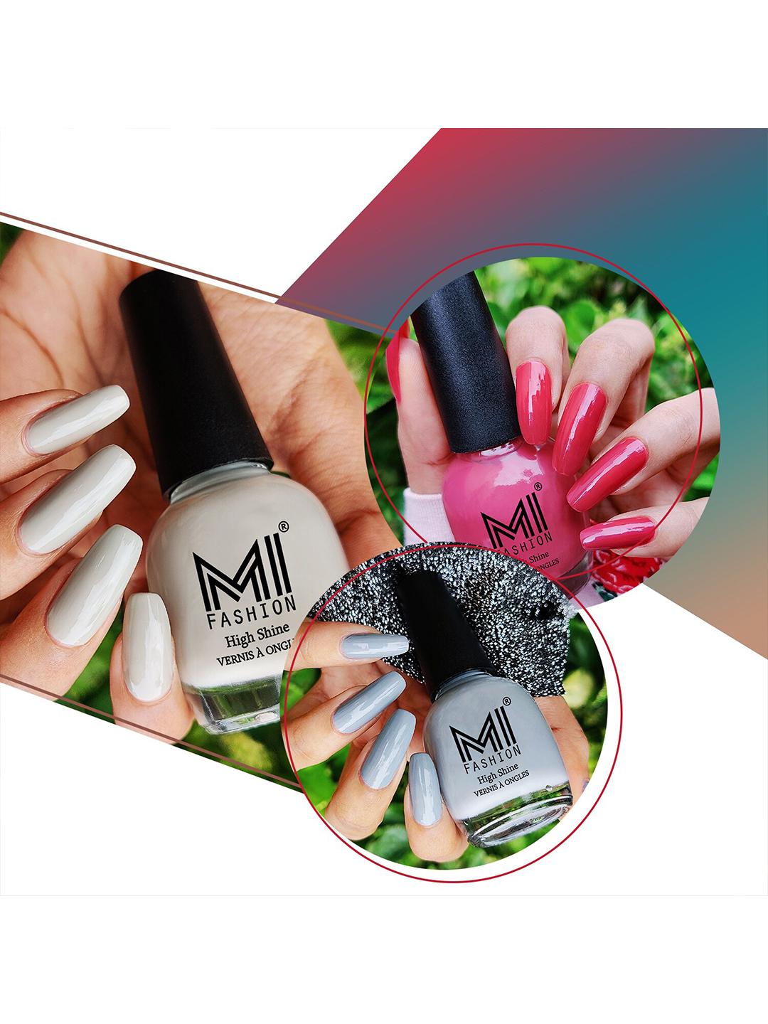 Buy MI FASHION Set Of 3 Extreme High Gloss Nail Polish Lacquer With Pro ...