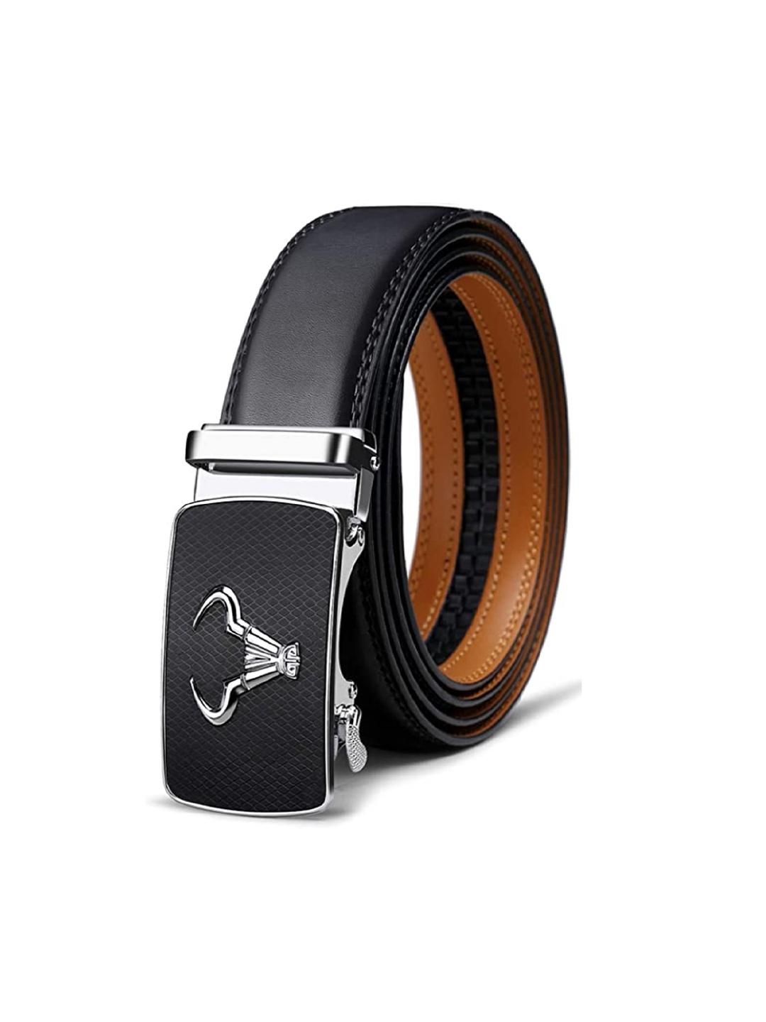 Buy CONTACTS Men Black Leather Belt - Belts for Men 17208610 | Myntra
