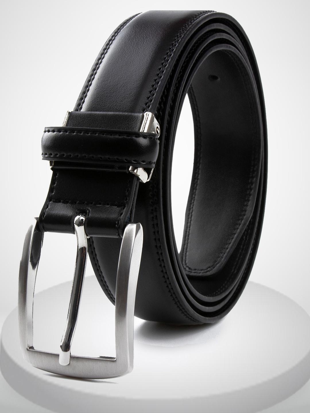 Buy CONTACTS Men Black Solid Leather Belt - Belts for Men 17208612 | Myntra