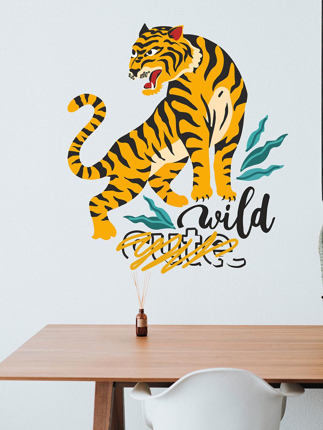 Buy RANGOLI Kids Yellow & Black Wild Cute Tiger Wall Sticker - Decals ...