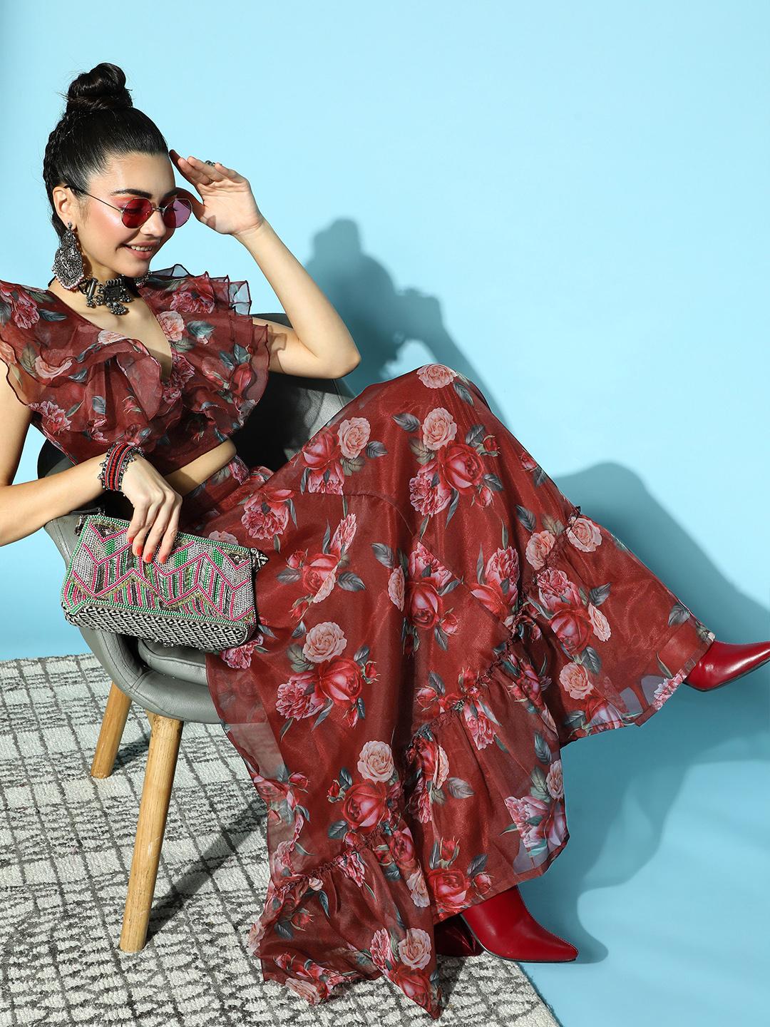 Buy Shae By SASSAFRAS Women Maroon Floral All In The Details Top - Tops ...