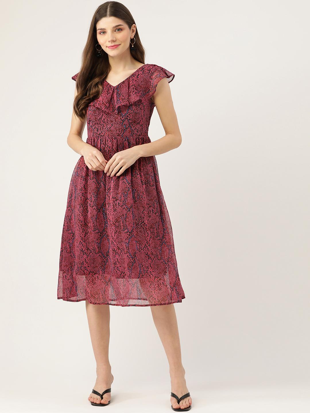 Buy Aaruvi Ruchi Verma Animal Layered Midi Dress - Dresses for Women ...
