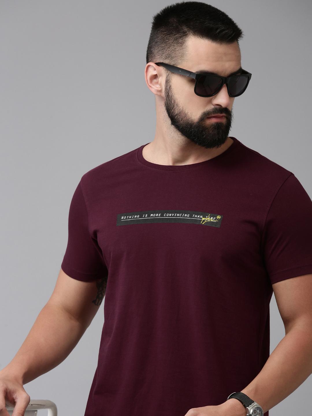 Buy SPYKAR Men Brand Logo Printed Pure Cotton Slim Fit T Shirt ...