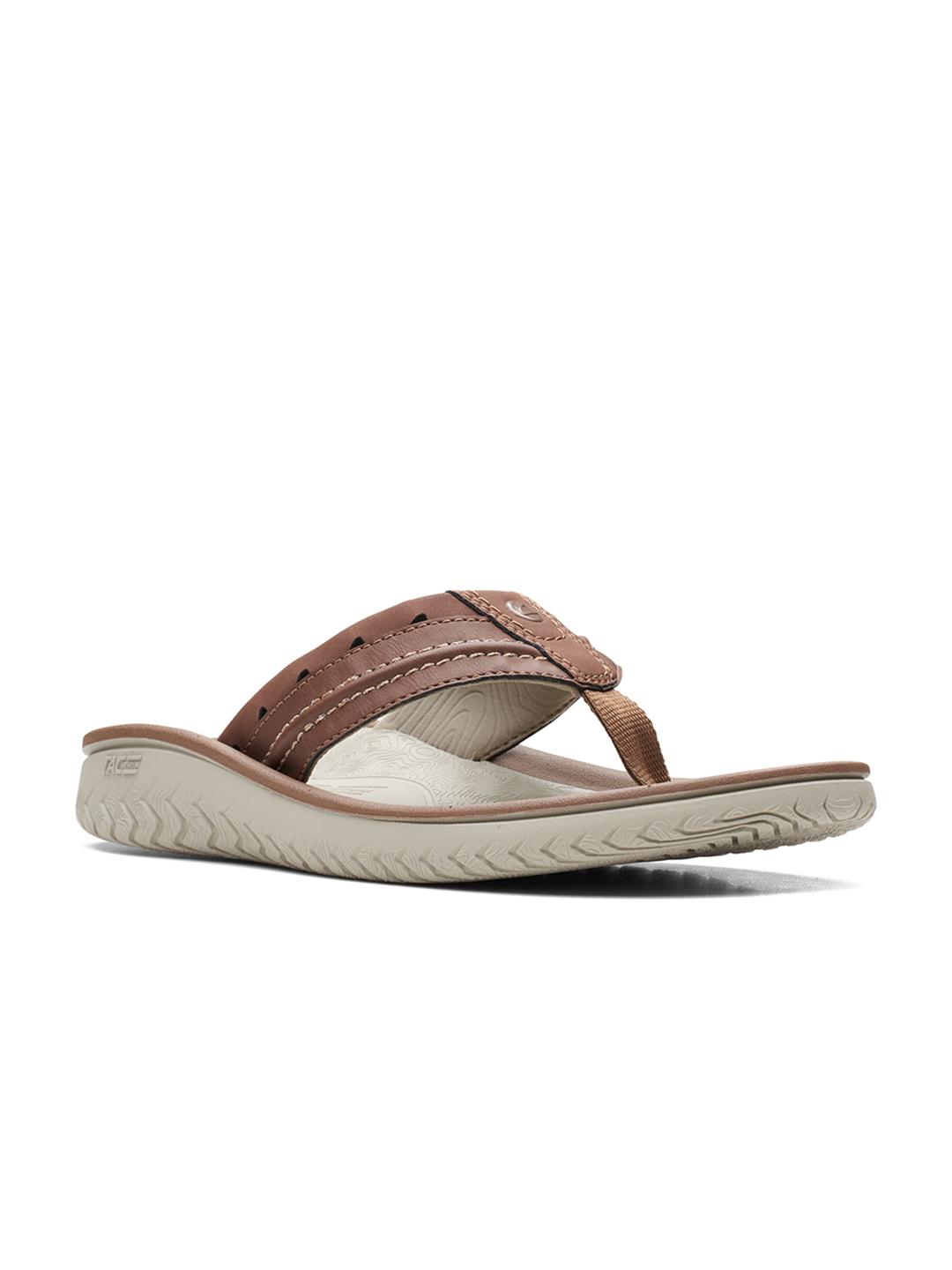 Buy Clarks Men Brown T Strap Flats - Flats for Men 17312086 | Myntra