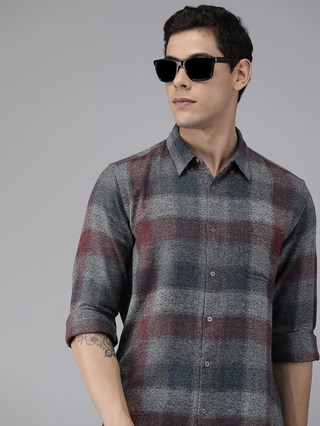 Buy THE BEAR HOUSE Men Blue Pure Cotton Slim Fit Checked Casual Shirt ...