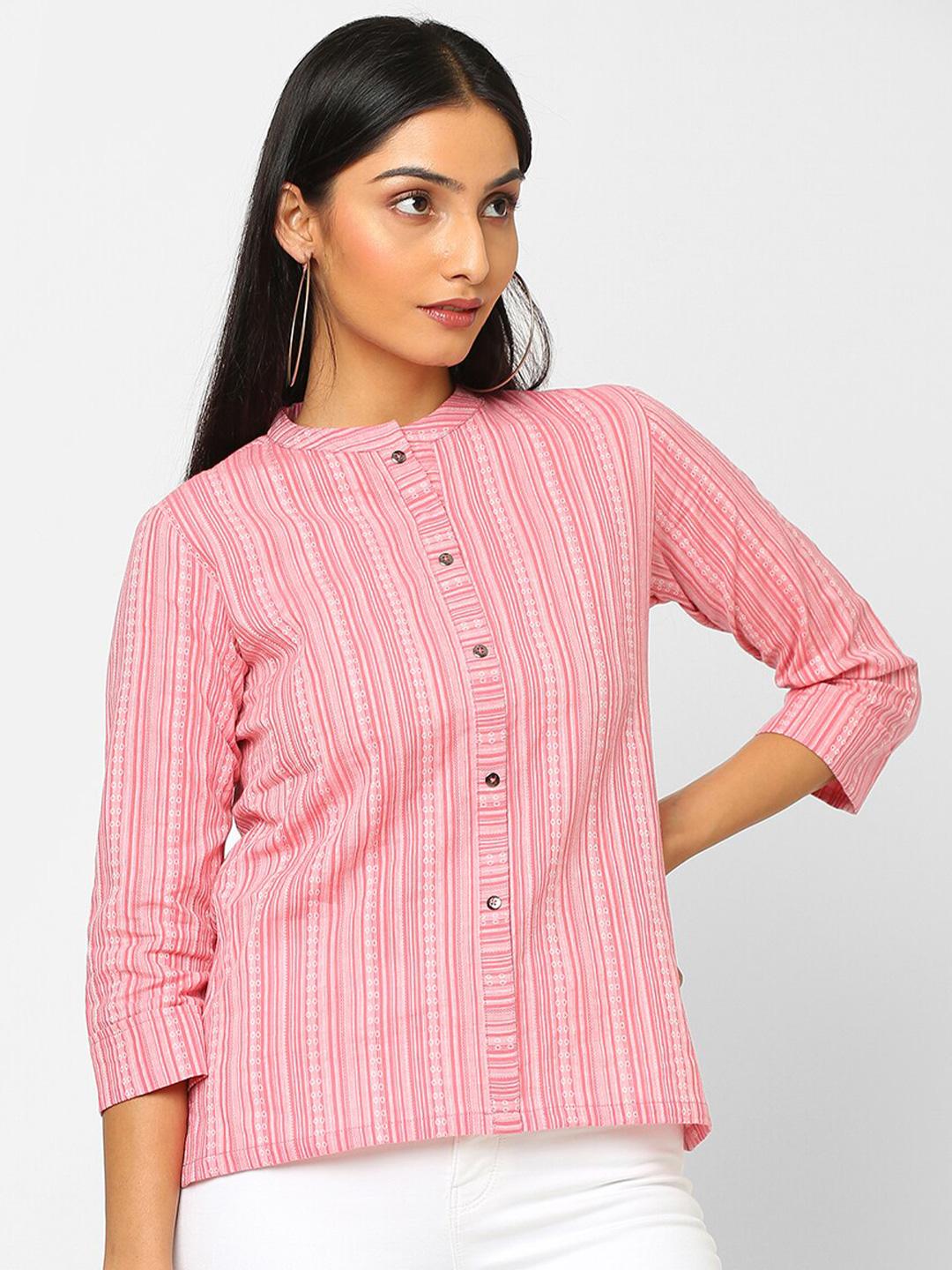 Buy KAMI KUBI Pink Cotton Striped Top - Tops for Women 17340658 | Myntra