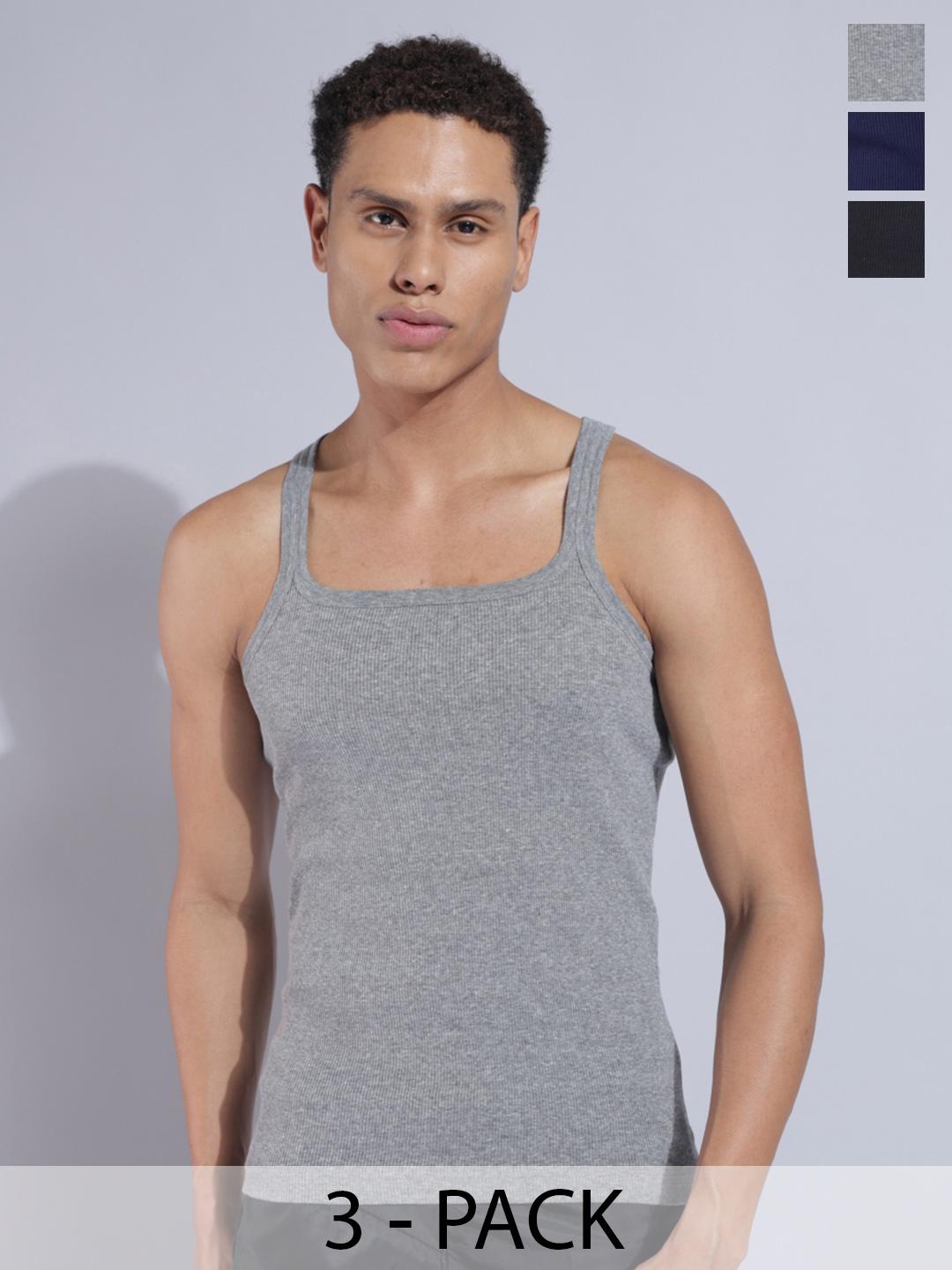 Buy Dollar Bigboss Men Solid Pack Of 3 Premium Combed Cotton Gym Vest ...