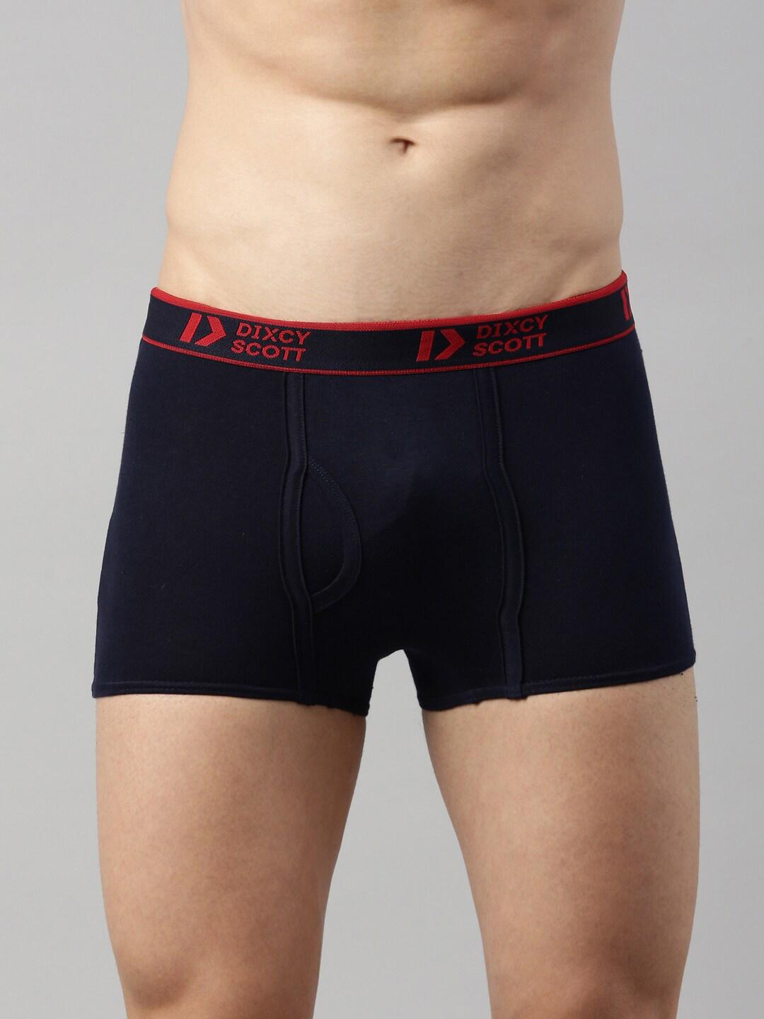 Buy DIXCY SCOTT Men Navy Blue Solid Pure Cotton Trunk DSO SWISH TRUNK ...