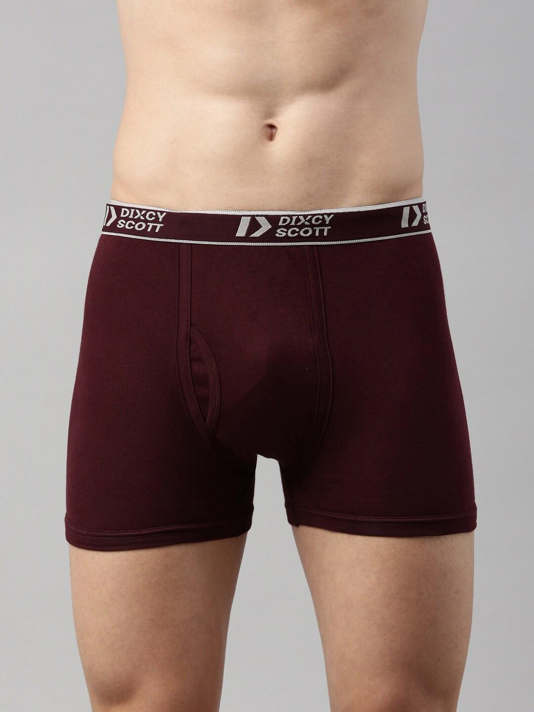 Buy DIXCY SCOTT Men Maroon Solid Pure Cotton Trunks DSO TITAN TRUNK P1 ...