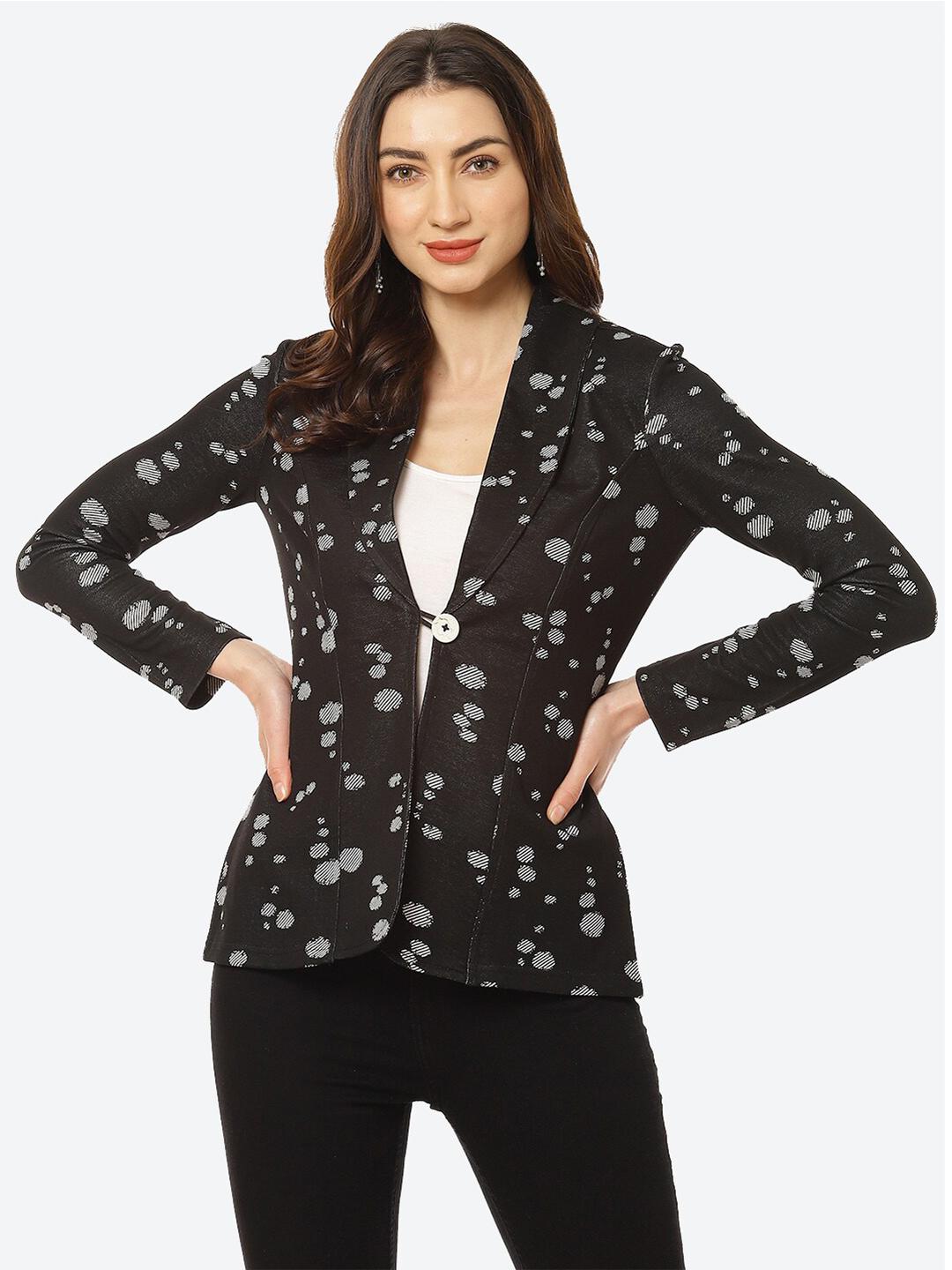 Buy Kurti's By Menka Women Black White Geometric Printed Tailored ...