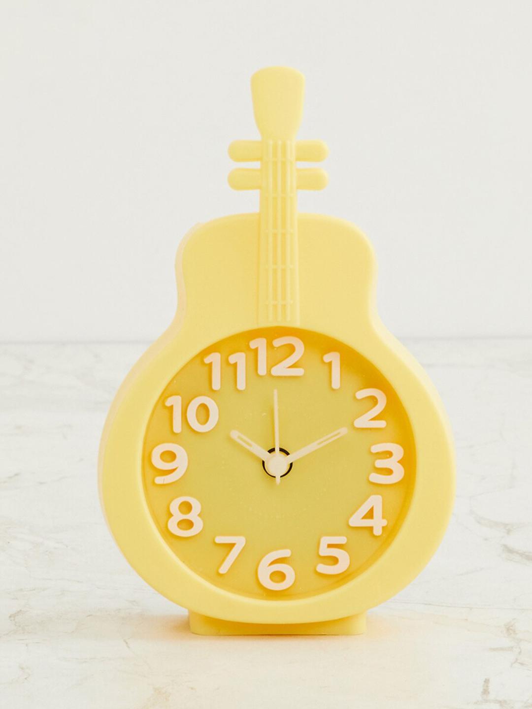 Buy Home Centre Yellow & White Guitar Shaped Round Analogue Alarm Clock ...