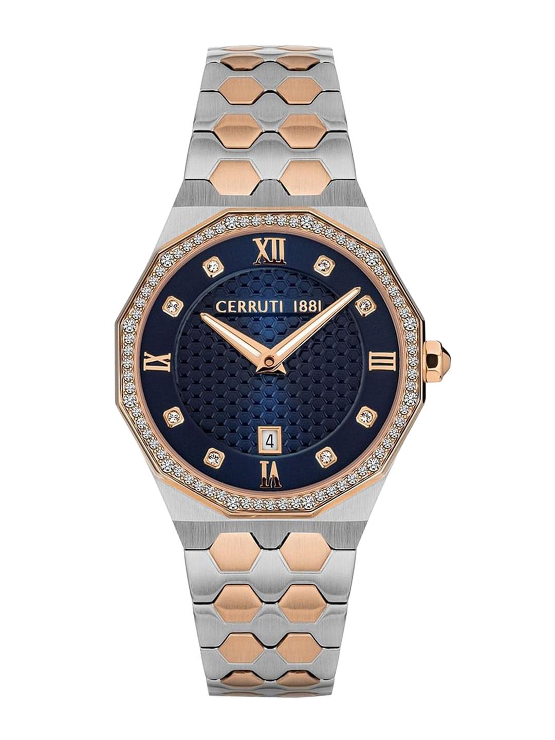 Buy Cerruti 1881 Women Blue Embellished Dial & Silver Toned Stainless ...