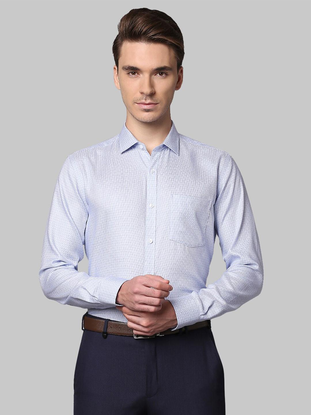 Buy Park Avenue Men Blue Slim Fit Printed Cotton Formal Shirt - Shirts ...