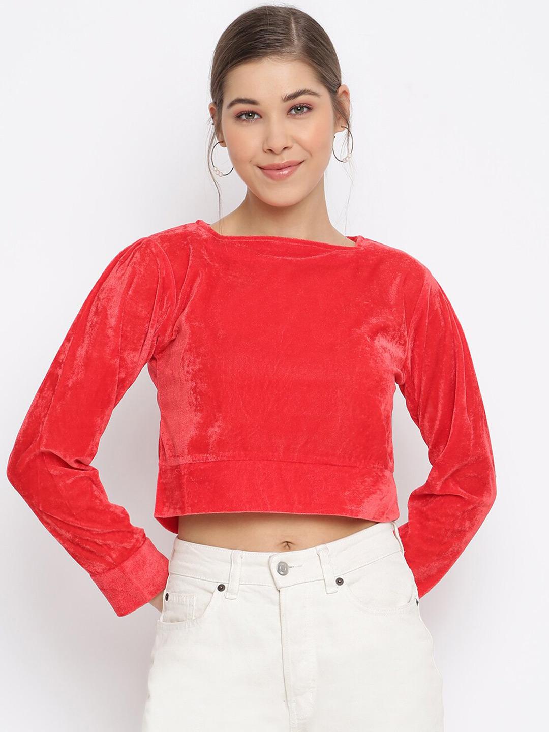 Buy Mayra Red Velvet Crop Top - Tops for Women 17422818 | Myntra