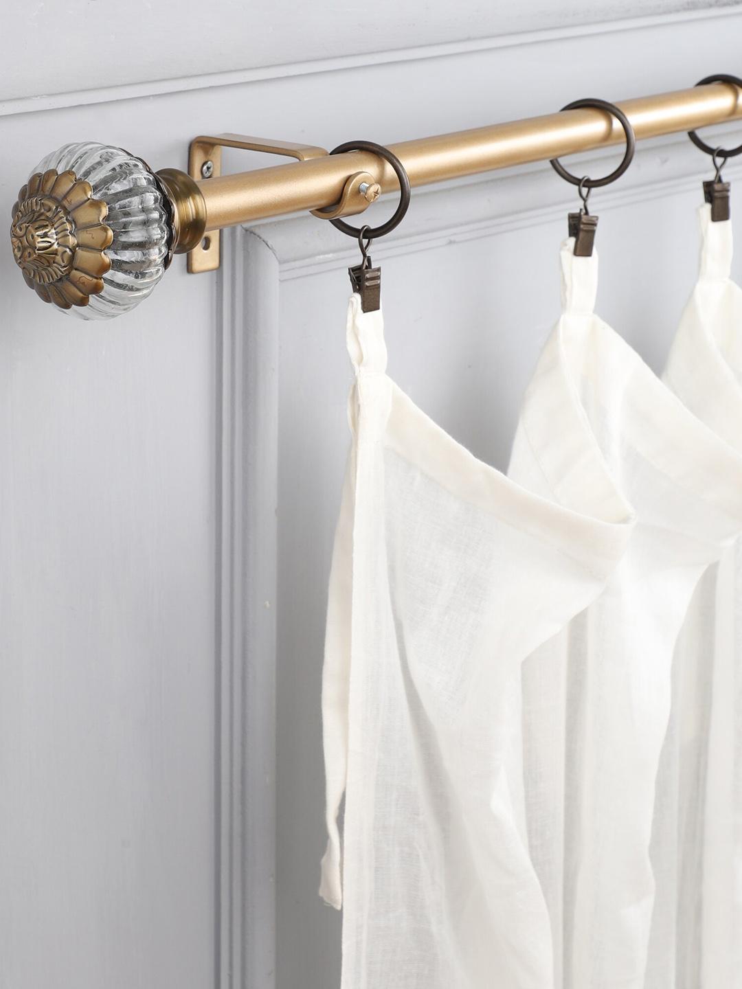 Buy The Decor Mart Gold Toned & Transparent Solid Curtain Rods With ...