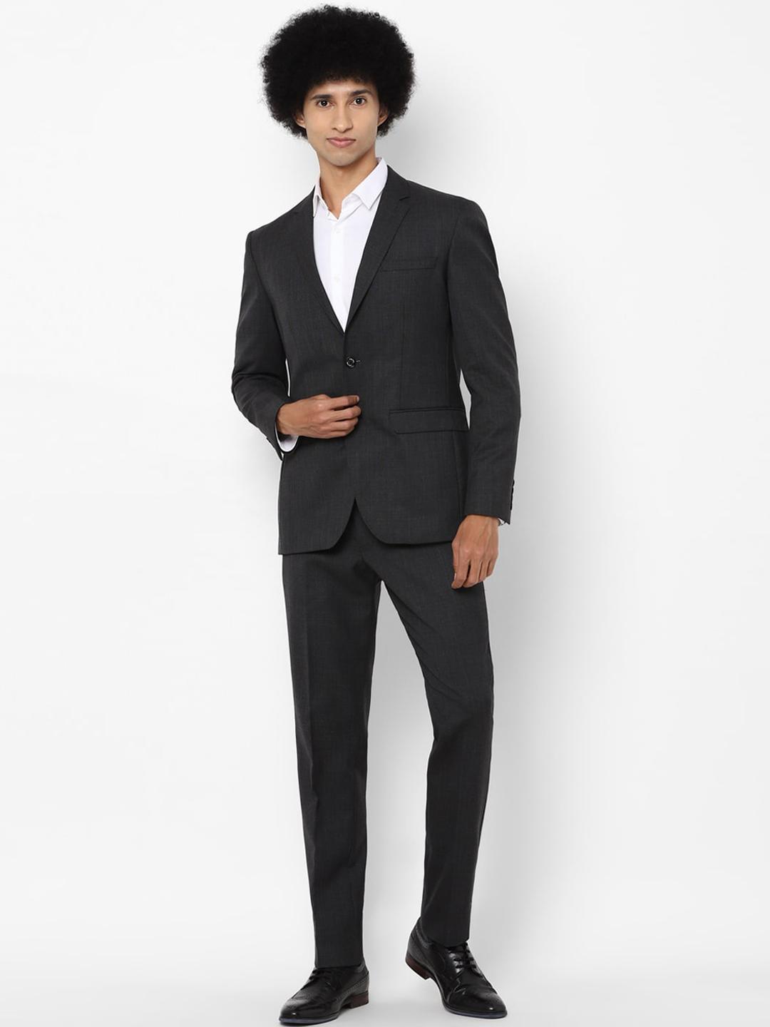Buy Allen Solly Men Black Solid Slim Fit Single Breasted 2 Piece Suit ...