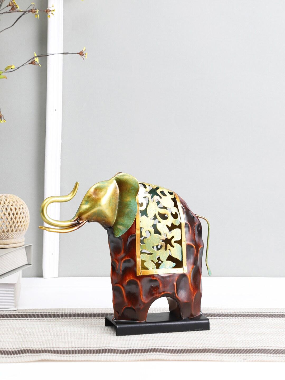 Buy Aapno Rajasthan Red & Gold Toned Detailed And Attractive Elephant ...