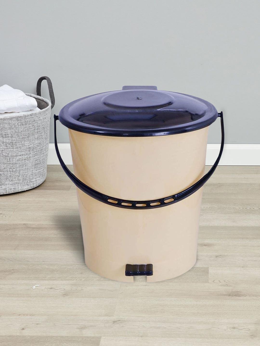 Buy Kuber Industries Set Of 2 Cream & Brown Solid Dustbin - Bins for ...
