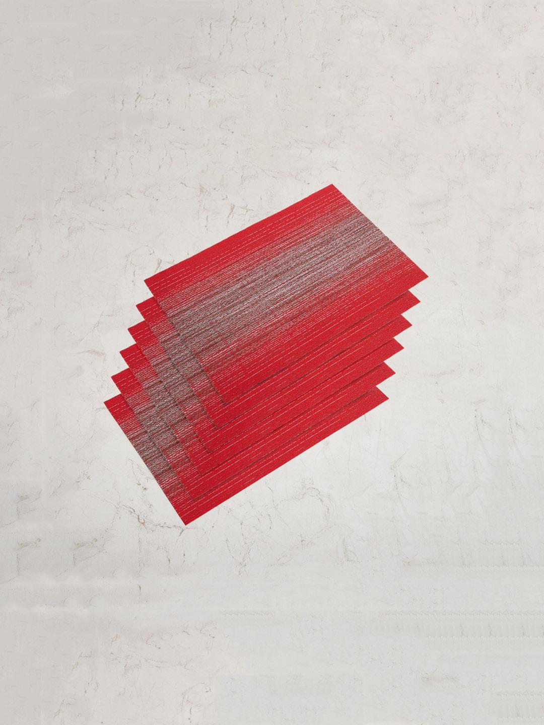 Buy Home Centre Set Of 6 Red Striped Table Placemats - Table Placemats ...