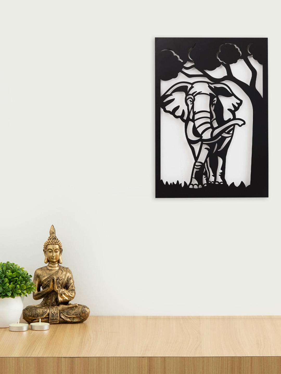 Buy Home Centre Black Nimbus Elephant Metal Wall Art - Wall Decor for ...