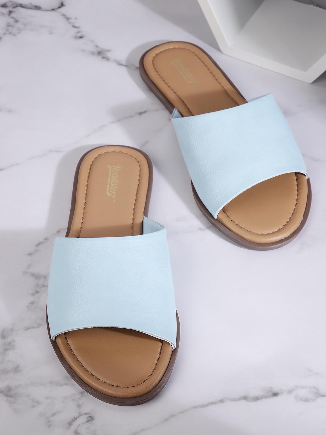 Buy Roadster Women Blue Solid Open Toe Flats - Flats for Women 17555498 ...