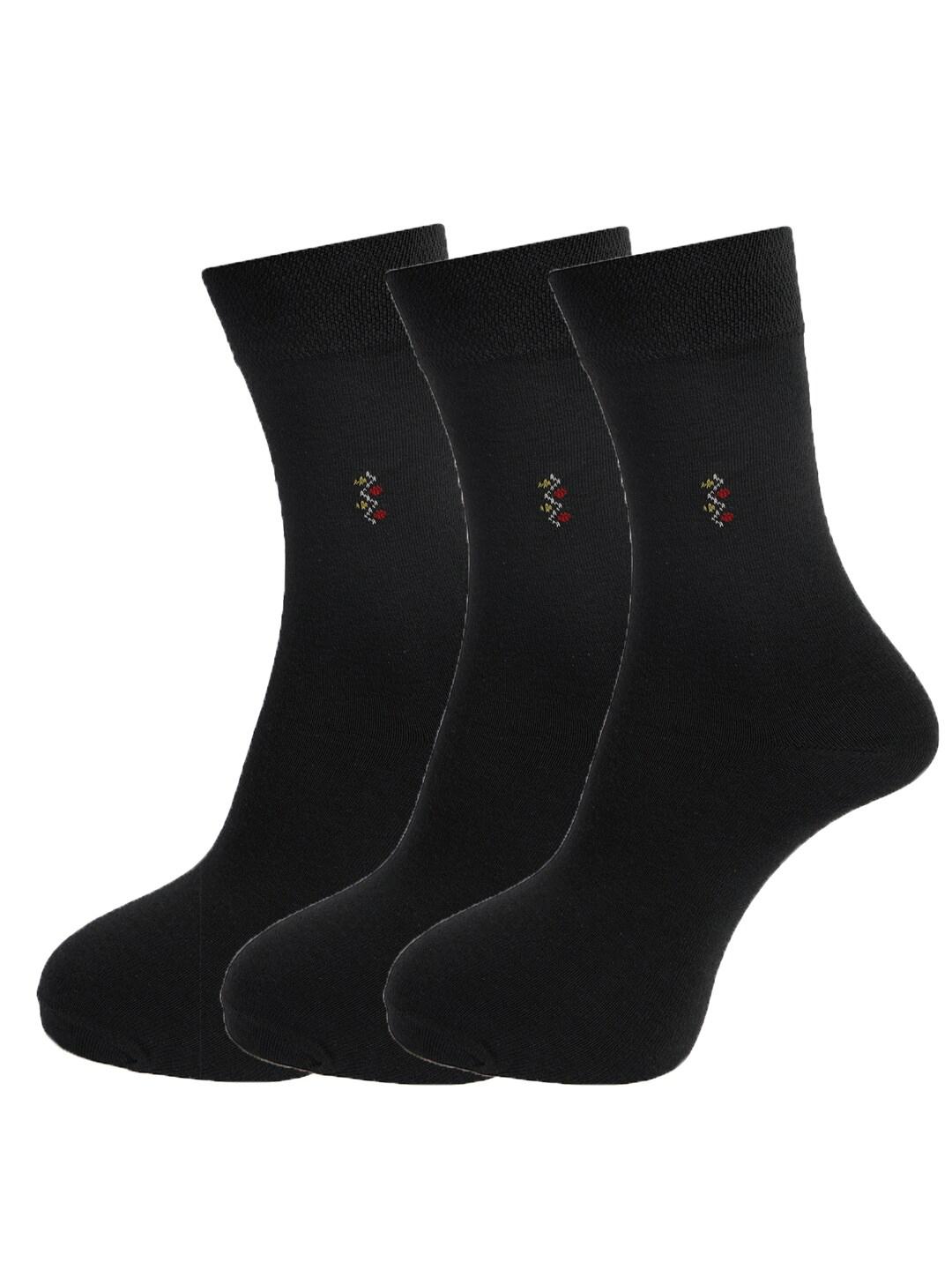Buy Dollar Socks Men Black Pack Of 3 Solid Above Ankle Length Socks ...