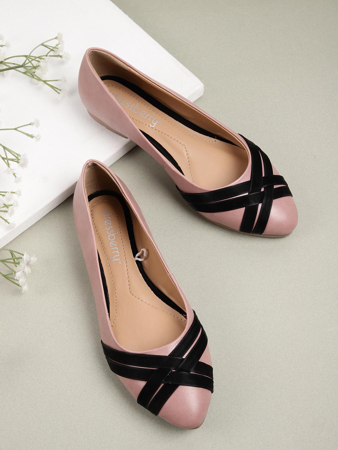 Buy DressBerry Women Pink & BlackBallerinas Flats - Flats for Women ...