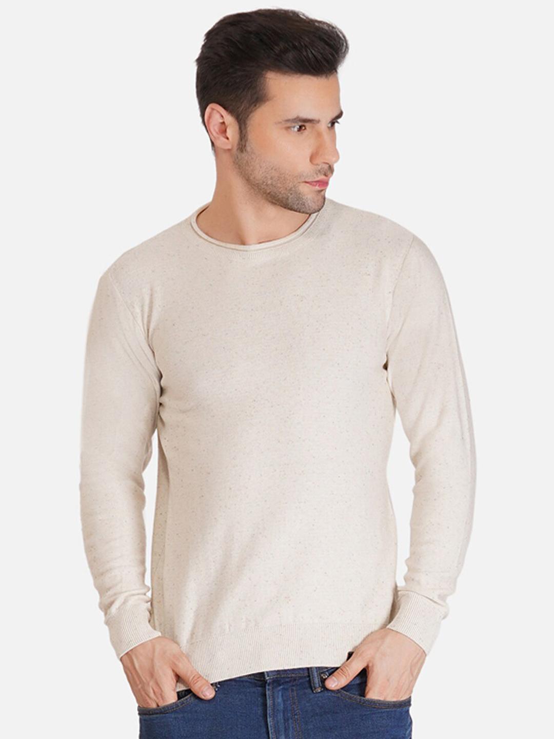 Buy JoE Hazel Men Beige Solid Cotton Pullover Sweater - Sweaters for ...