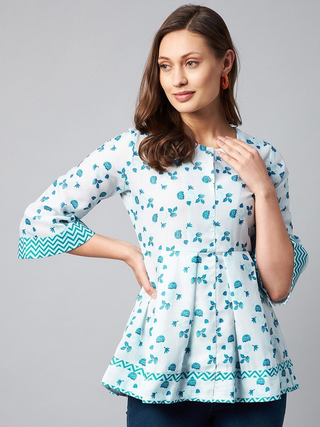 Buy Orchid Blues Blue Floral Print Top - Tops for Women 17649036 | Myntra