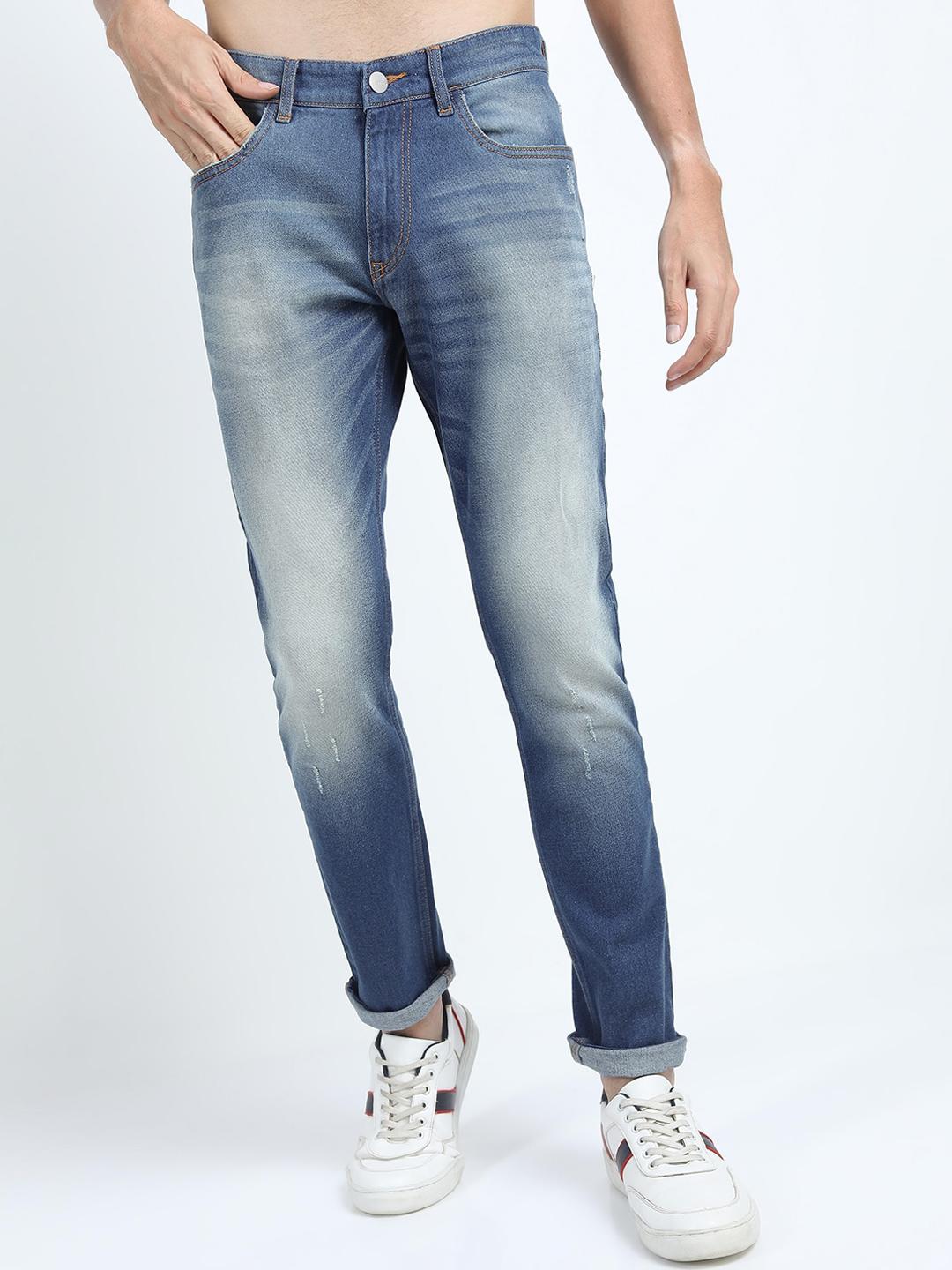 Buy KETCH Men Blue Slim Fit Mildly Distressed Heavy Fade Stretchable ...