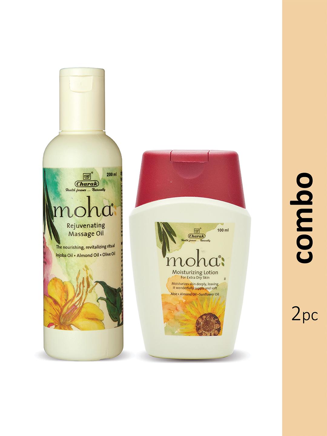 Buy Moha Set Of Rejuvenating Massage Oil 200ml & Moisturizing Lotion ...