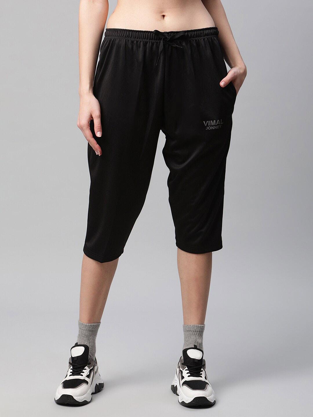 Buy MACK JONNEY JONNEY Women Black Solid Capris - Capris for Women ...