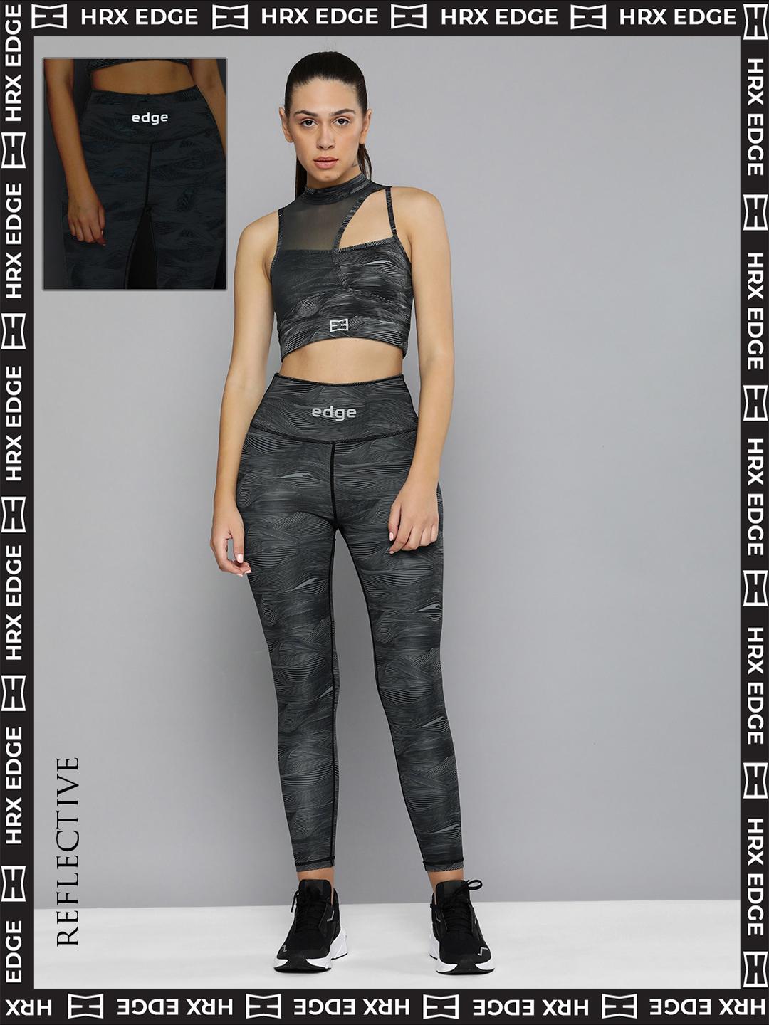 Buy HRX By Hrithik Roshan EDGE Women Jet Black Reversible AOP Tights ...