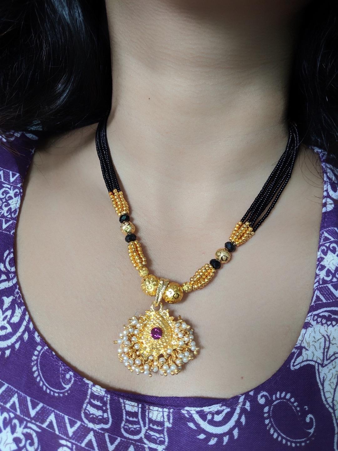 Buy Digital Dress Room Gold Plated White & Black Beaded Moti Pearls ...