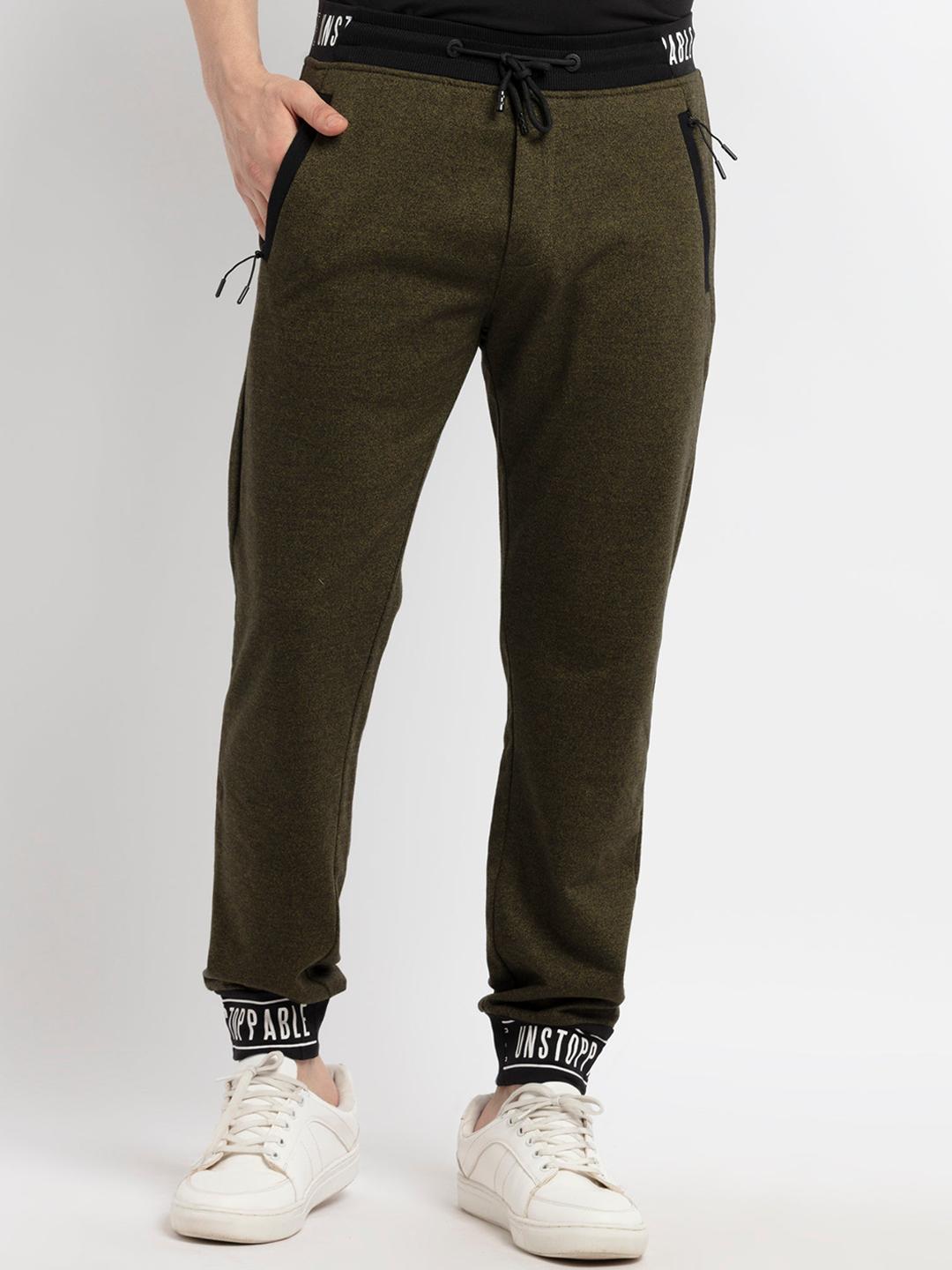 Buy Status Quo Men Olive Green Regular Fit Grindle Joggers - Track ...