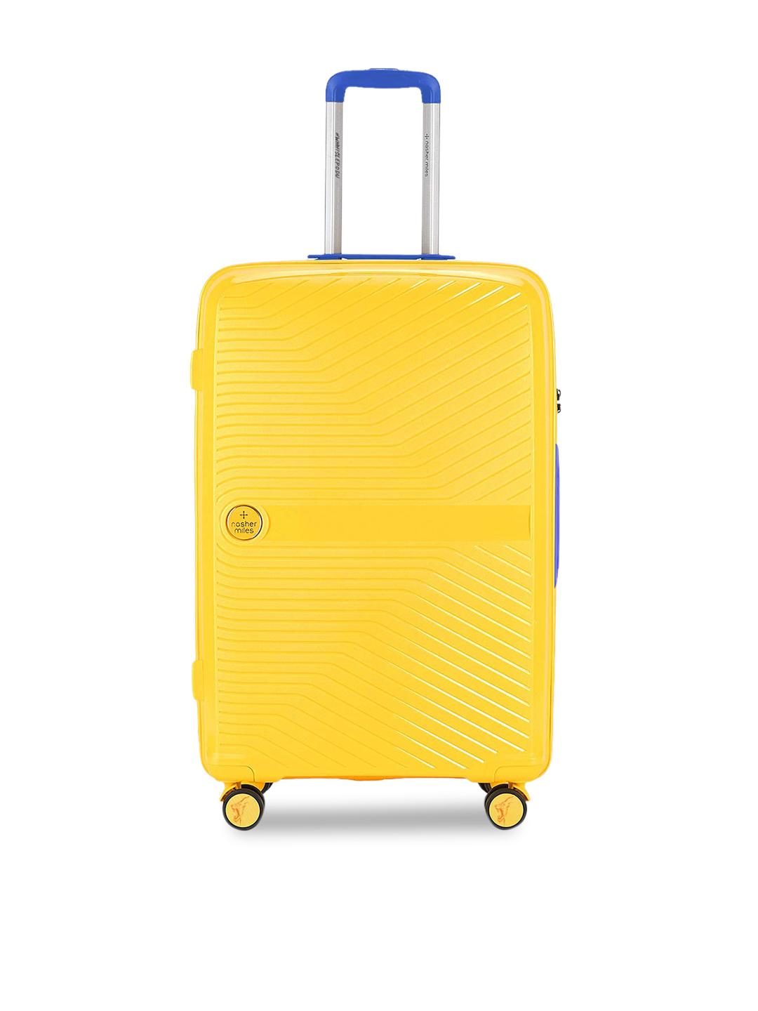 Buy Nasher Miles Yellow Solid Hard Sided Large Trolley Bag - Trolley ...