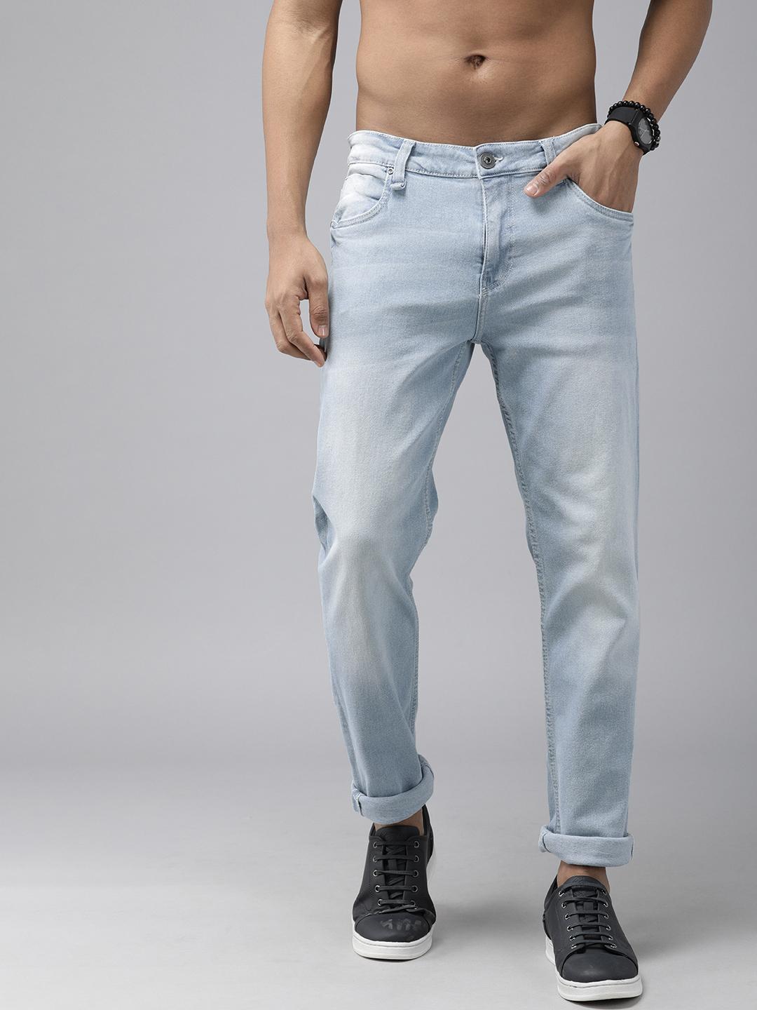 Buy The Roadster Lifestyle Co Men Blue Slim Fit Mid Rise Heavy Fade ...