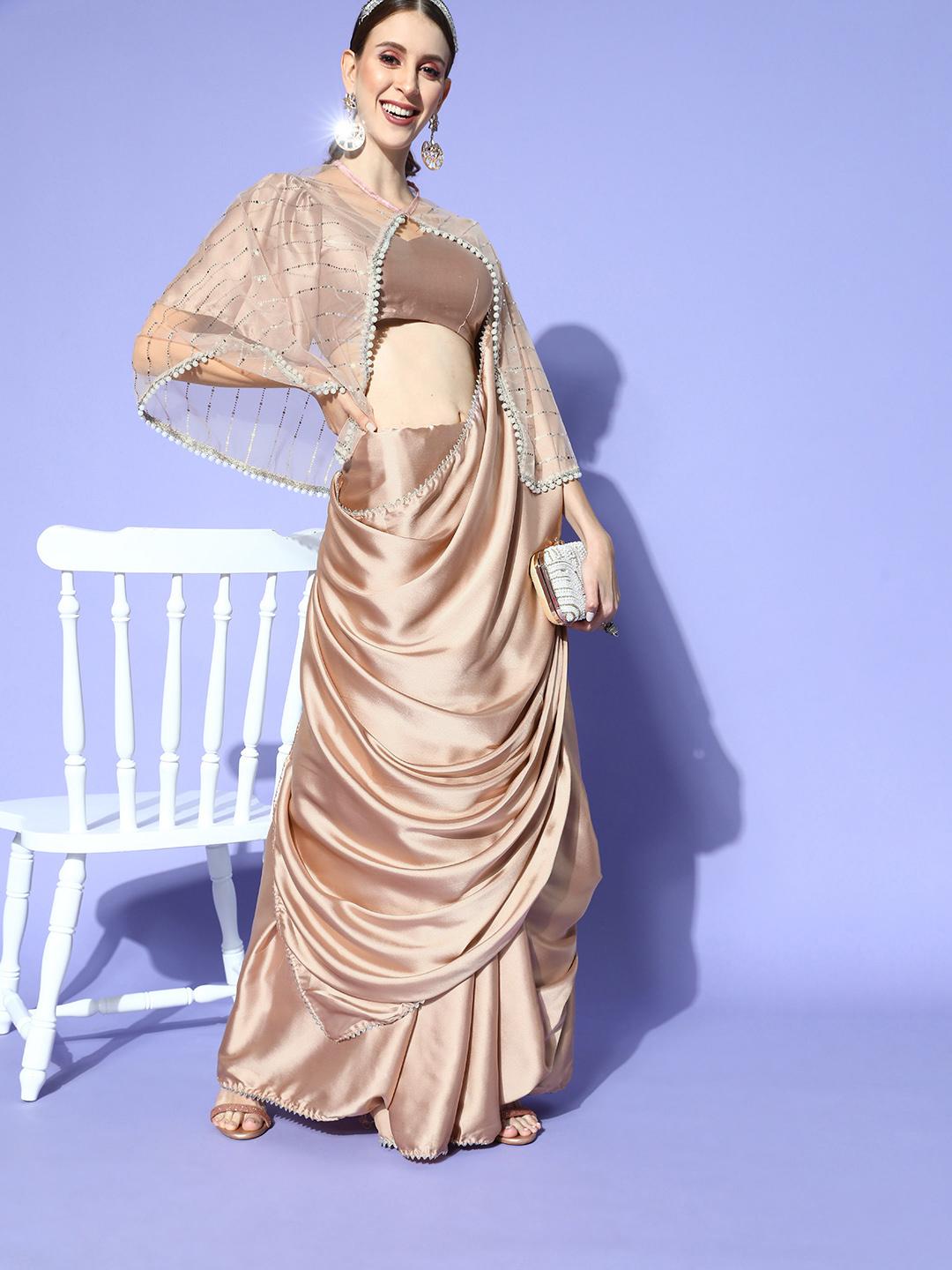 Buy Tikhi Imli Satin Saree With Cape - Sarees for Women 17781526 | Myntra