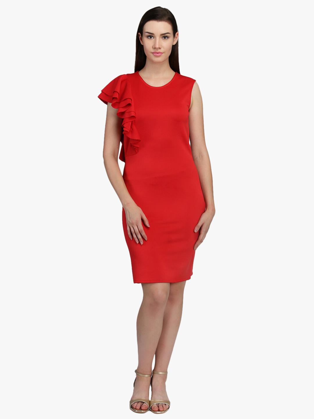 Buy DODO & MOA Women Red Party Sheath Dress - Dresses for Women ...