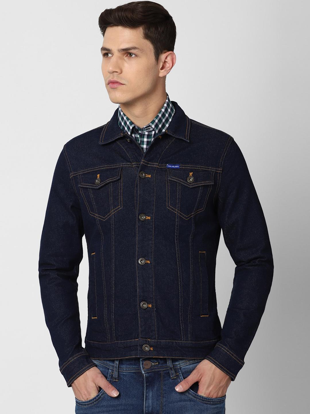 Buy VAN HEUSEN DENIM LABS Men Navy Blue Denim Jacket - Jackets for Men ...