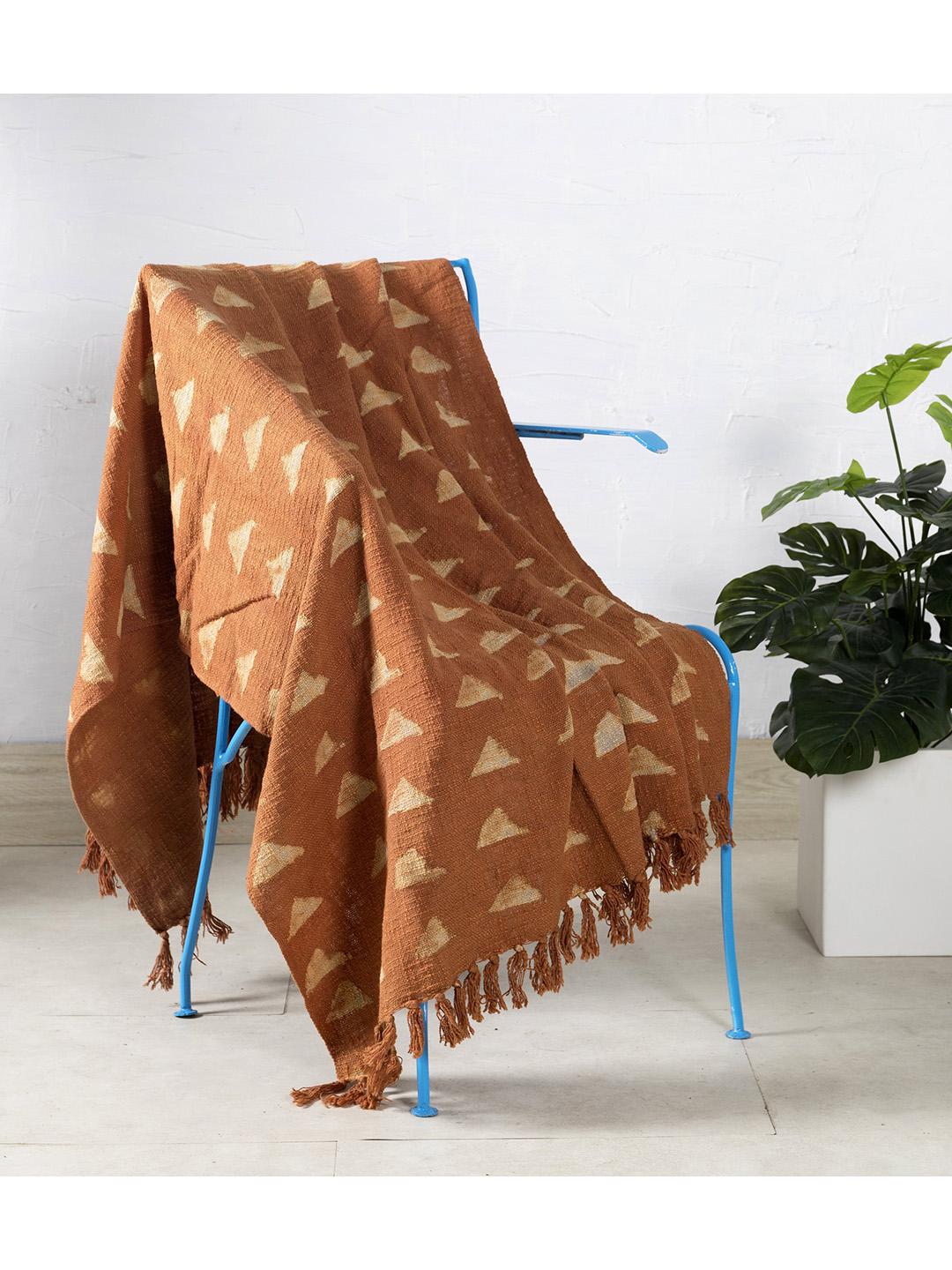 Buy HANDICRAFT PALACE Brown Hand Block Printed Cotton Throw - Throws ...