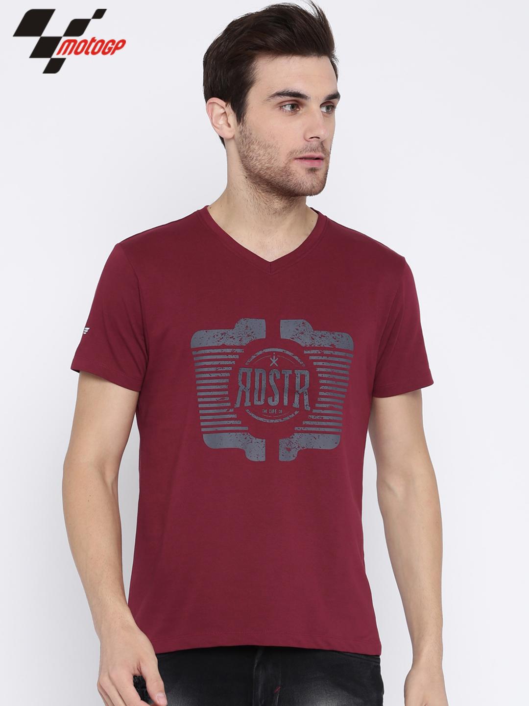 Buy RDSTR Men Maroon Printed MotoGP Pure Cotton T Shirt - Tshirts for ...