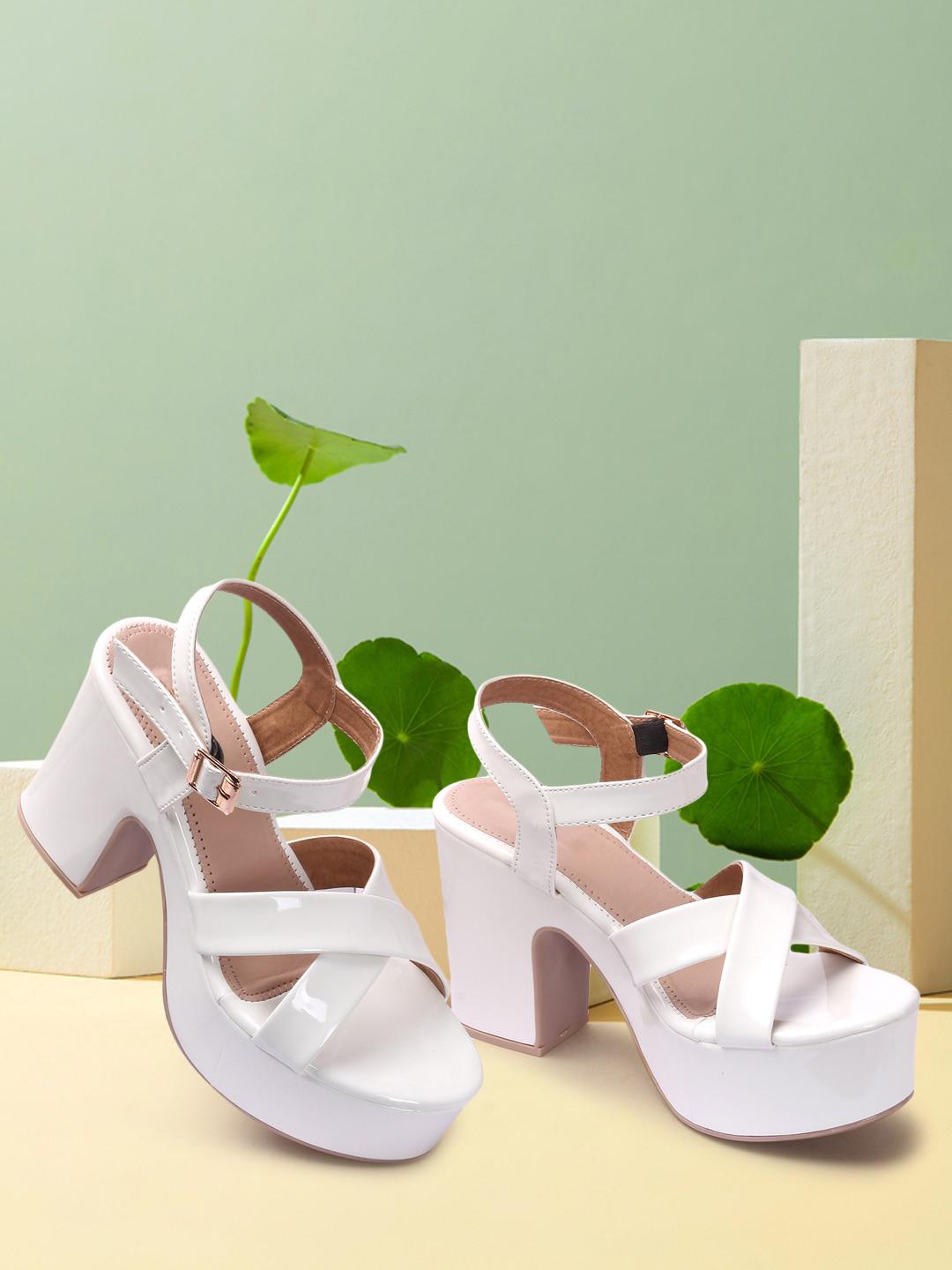 Buy TWIN TOES Women White Block Gladiators - Heels for Women 17856502 ...