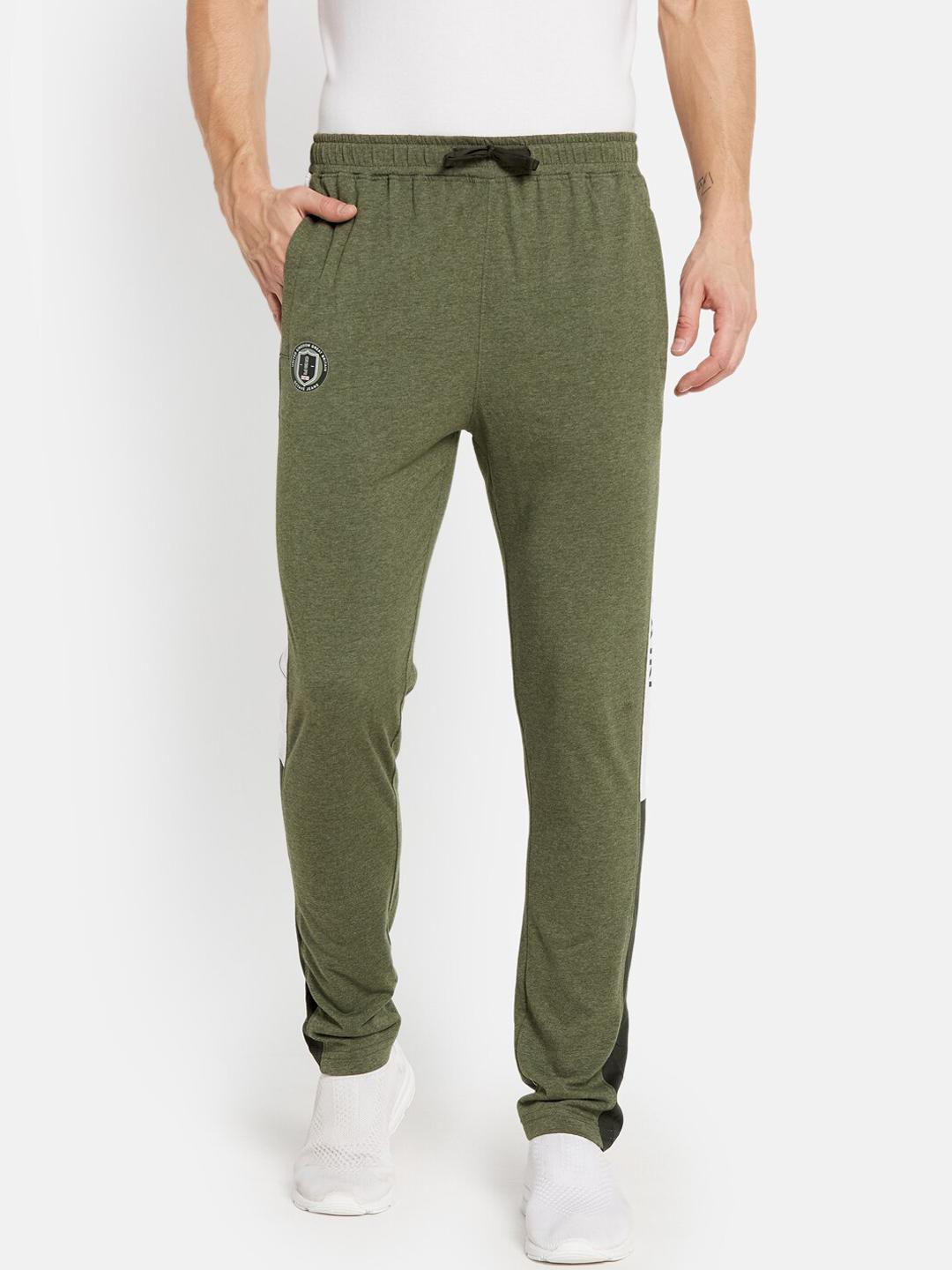 Buy Octave Men Olive Green Regular Fit Solid Cotton Track Pants - Track ...